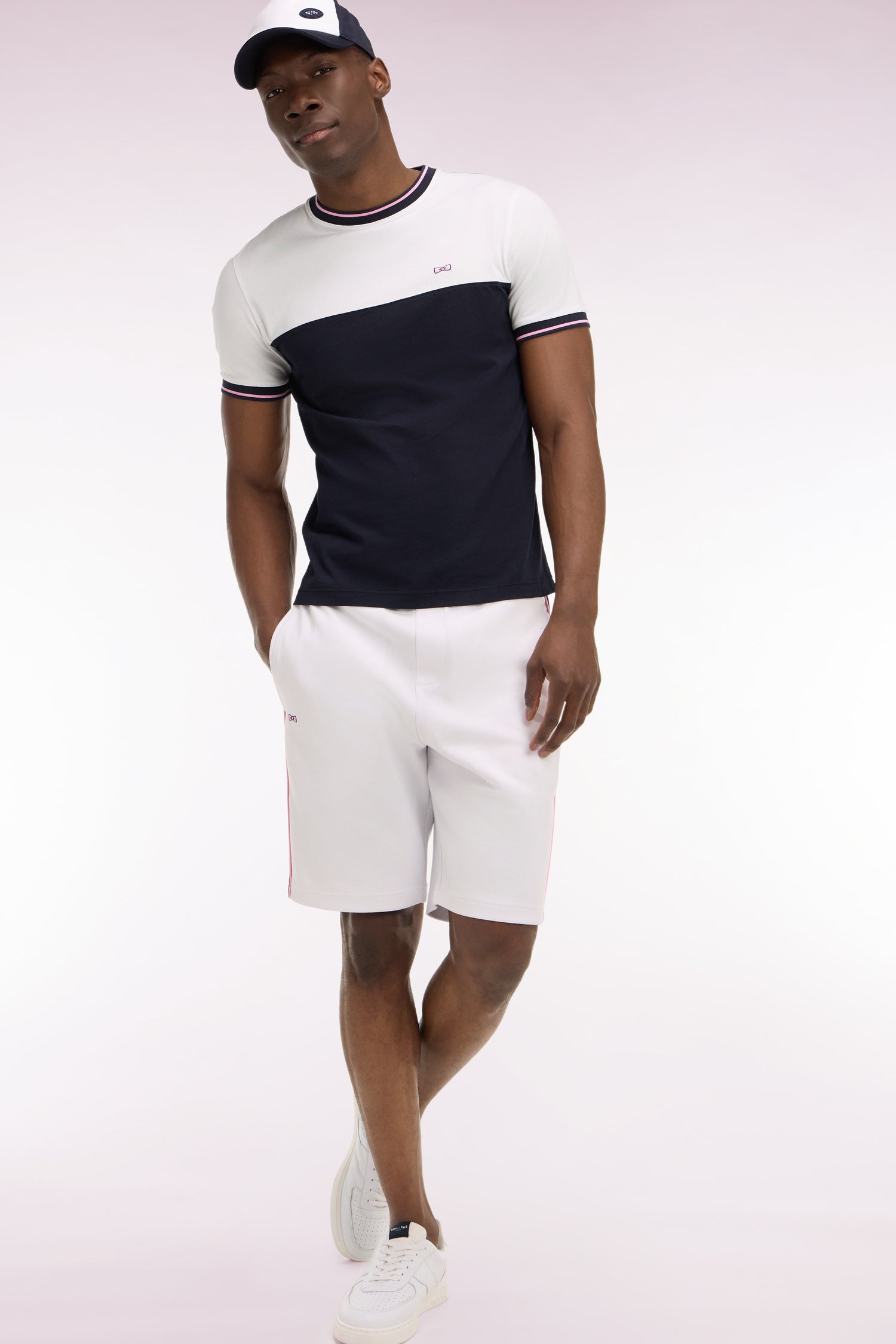 Short en interlock à découpes blanc et marine – Eden Park